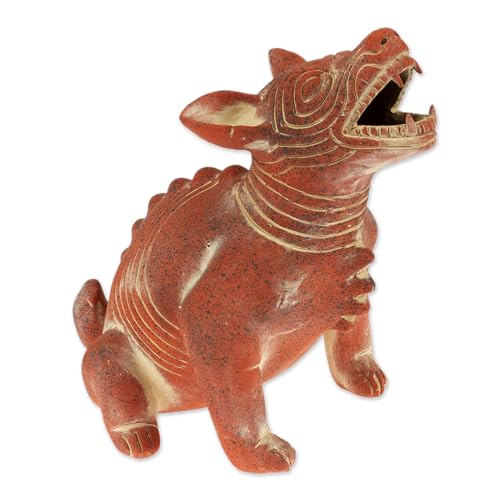 NOVICA Red Archaeological Ceramic Figurine, 7.75" Tall, 'Comala Dog'