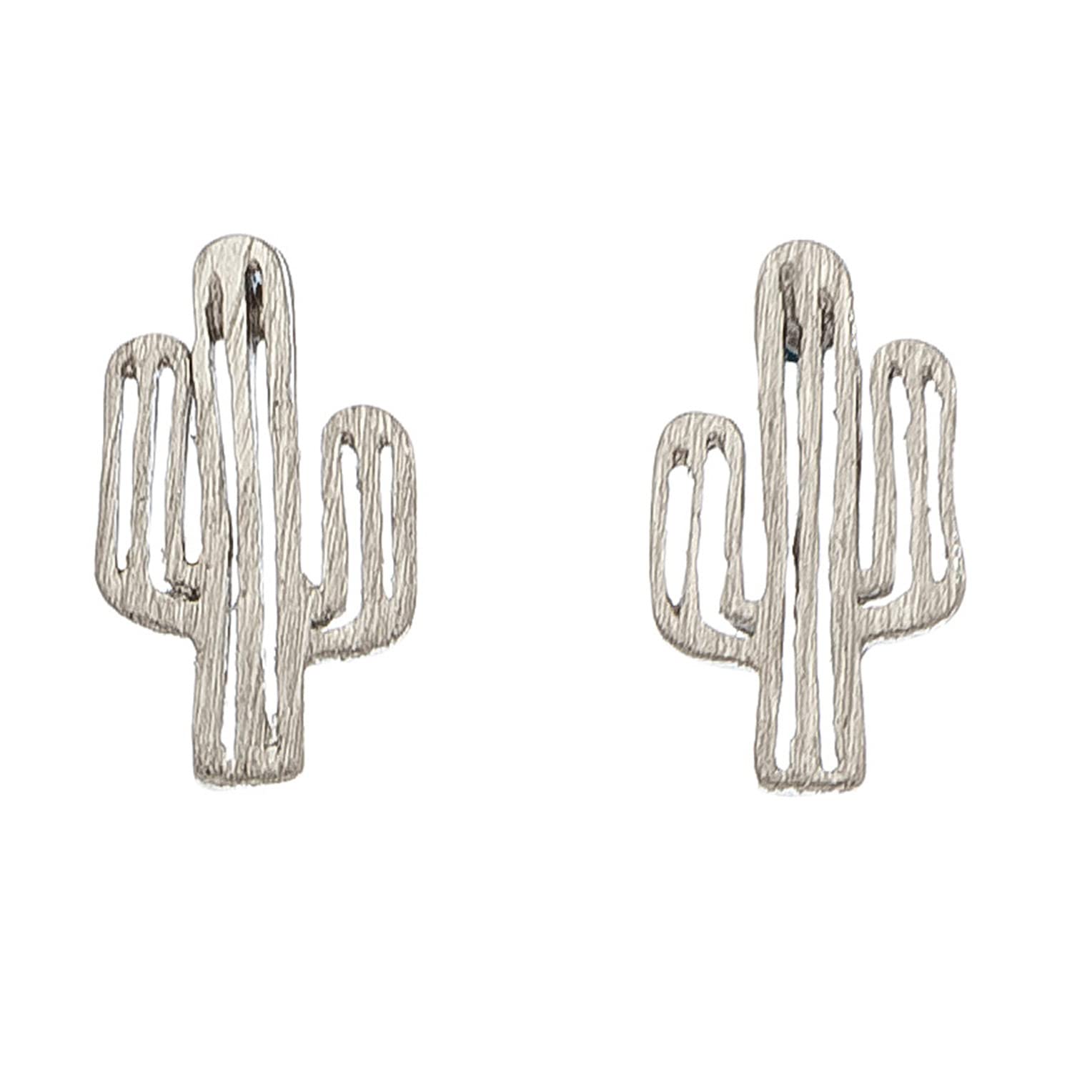 Stud Buds Silver Cactus Nickel Free Earrings from Howard's Inc