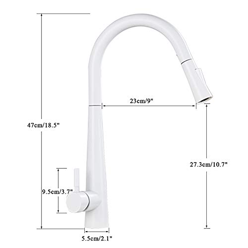 Kitchen Sink Faucet for Bar Farmhouse Commercial, Touch Sensor White Kitchen Faucet, White Pull Out Kitchen Mixer Faucets, Black Smart Sensor Stream Spray Mode Mixer Taps (Color : White)
