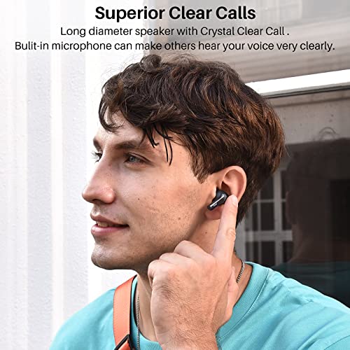 TOZO A2 Mini Wireless Earbuds Bluetooth 5.3 in Ear Light-Weight Headphones Built-in Microphone, IPX5 Waterproof, Immersive Premium Sound Long Distance Connection Headset with Charging Case, Black
