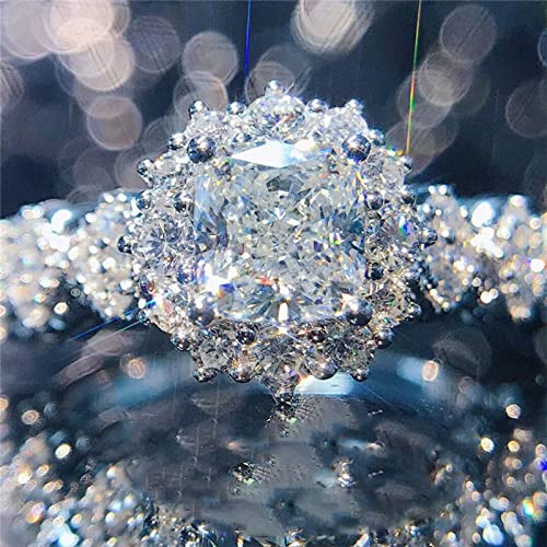 Flower Diamond Zirconia Ring Fashion Engagement Rings for Women Ring Set for Women Size 9 Cock Ring Set (D, One Size)