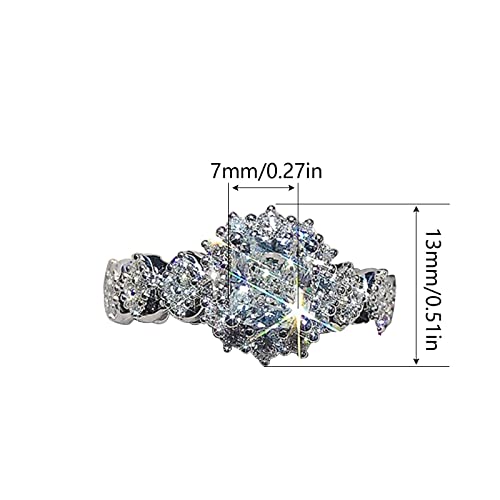 Flower Diamond Zirconia Ring Fashion Engagement Rings for Women Ring Set for Women Size 9 Cock Ring Set (D, One Size)