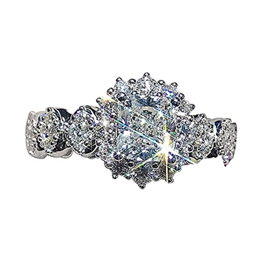 Flower Diamond Zirconia Ring Fashion Engagement Rings for Women Ring Set for Women Size 9 Cock Ring Set (D, One Size)