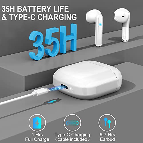 Wireless Earbud, Bluetooth 5.3 Headphones 2022 Bluetooth Earbud with 4 ENC Mics, Wireless Earphones in Ear Noise Cancelling Wireless Headphons Deep Bass IP7 Waterproof Ear Buds for iOS Android USB-C