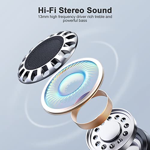 Wireless Earbuds, Bluetooth 5.3 Headphones with 4-Mics Clear Call and ENC Noise Cancelling, Bluetooth Earbuds Wireless Headphones, Ear Buds Wireless Bluetooth Earbuds for iPhone Android (Dark Blue)