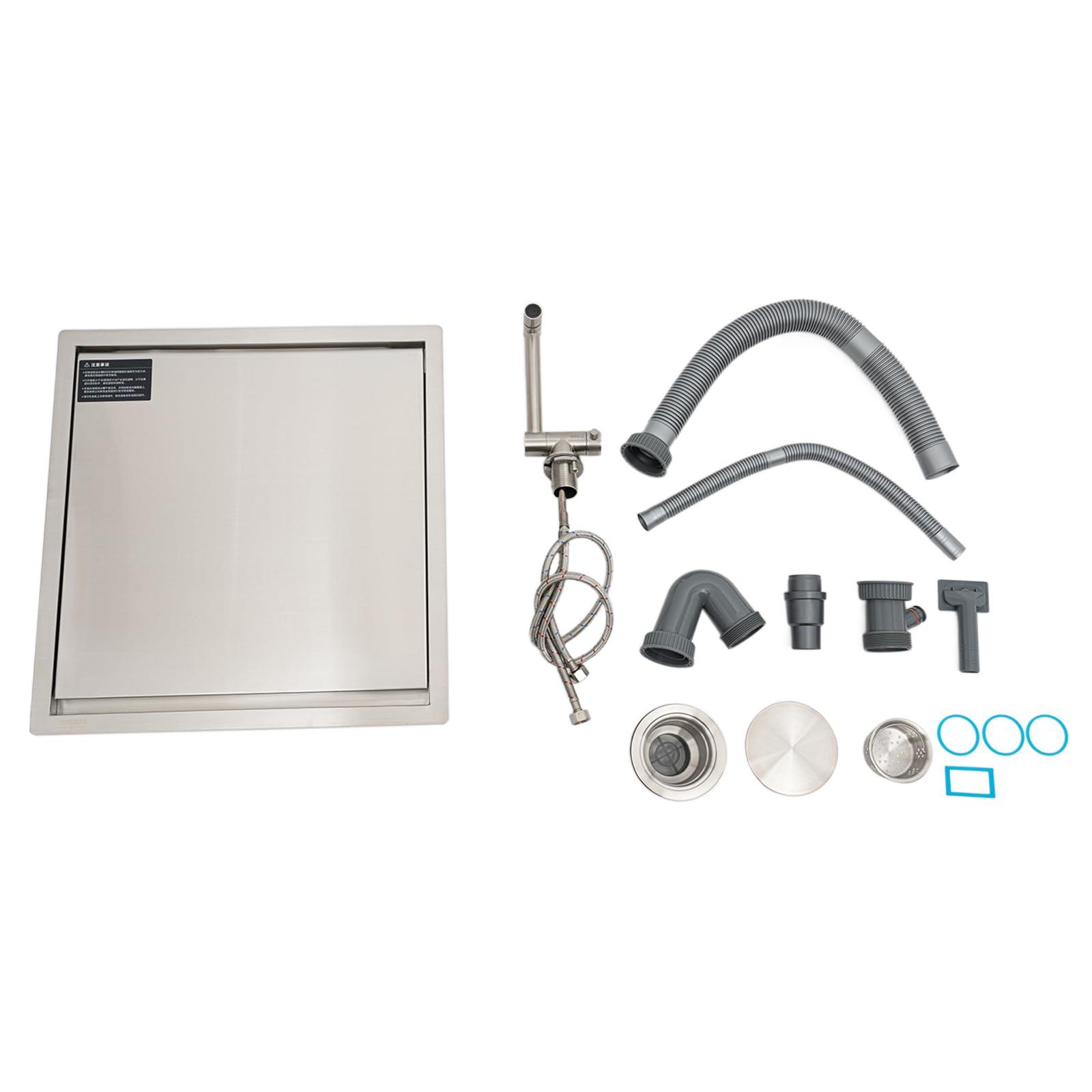 MANULOOT Drop in Kitchen Sink Utility Sink, Commercial Sink Kitchen Sinks Drop in, Hidden Single Bowl Sink, Restaurant Sinks Outdoor Sink with Cold and Hot Faucet | US Stock
