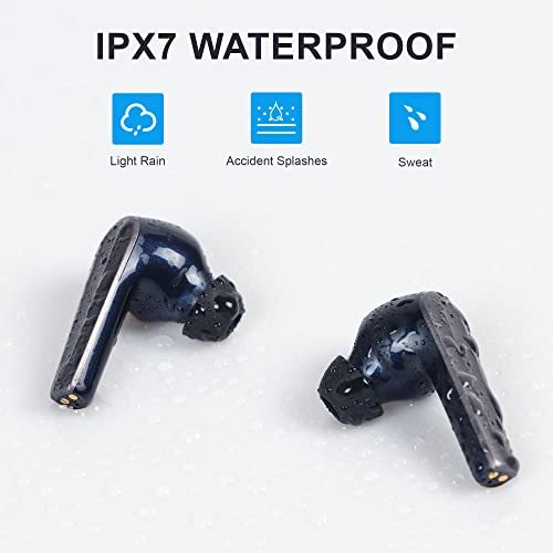 layajia Wireless Earbuds, Bluetooth 5.1 Air Mics Built-in Noise Cancelling, IPX7 Waterproof, Touch Control, USB-C Fast Charge, Deep Bass, in-Ear Headphones, 20H Playtime for iPhone/Android