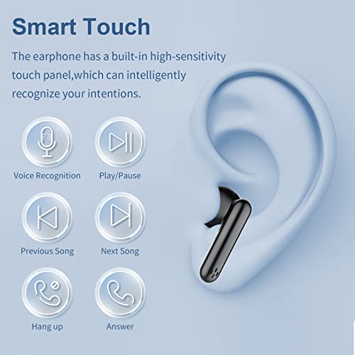 BETMI - True Wireless Earbuds - in-Ear Bluetooth5.1 Headphones - 40H Playtime, IPX5 Waterproof TWS with Dual Mic for Sport, Light-Weight Earphones for Android iOS/iPhone - Black