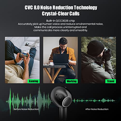 Gravastar Noise Cancelling Earbuds Sirius P5,Wireless Earbuds with Stereo Sound,4 RGB Lights,40H Playback, ENC for Clear Call,Bluetooth 5.2,IPX4,Support multipoint Connection(Defense Mecha)