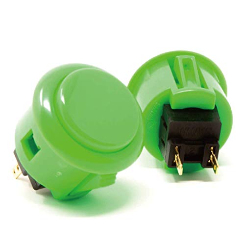 SANWA 6 pcs OBSF-24 Original Push Button 24mm - for Arcade Jamma Video Game & Arcade Joystick Games Console (Green) S@NWA