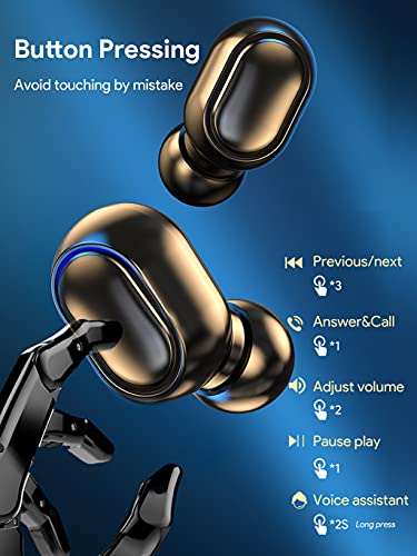 MIUMIUPOP Wireless Bluetooth Earbuds, Mini Size with LED Display? Immersive Bass Stereo Noise Cancelling Headphones, Headset for Sports, Home, Work Black (Black)