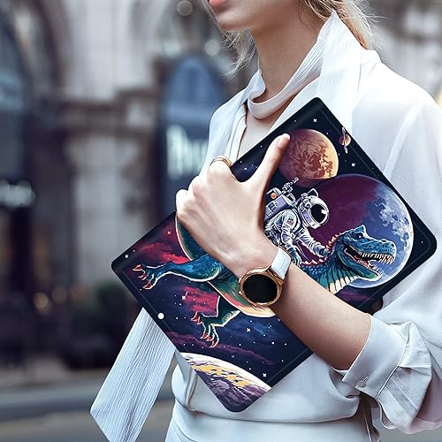 Case for Galaxy Tab S7 FE 5G/S8 Plus/S7 Plus 12.4" Tablet PU Leather Slim Lightweight Cover with Smart Auto Wake/Sleep Protective Case for Samsung Tab S7 FE 2021/S8+ 2022/S7+ 2020,Dinosaur Space-Man