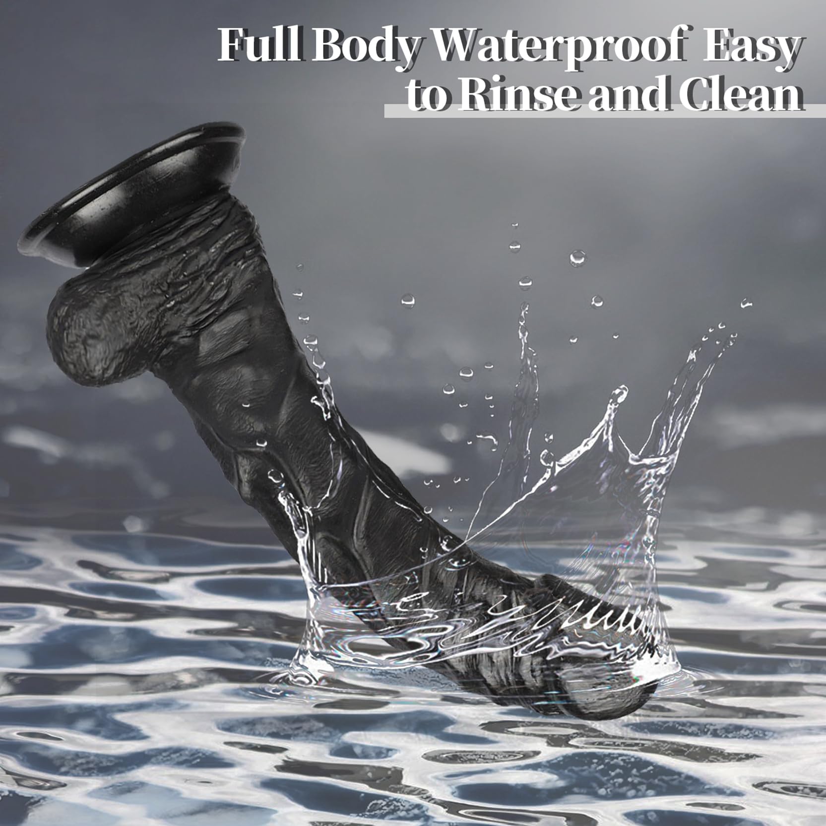 Black Silicone Strong Suction Cup for Hands-Free Realistic Classic Wand of 8 inches Size Silicone Material, The Design Conforms to The Human Body Shape and Curve