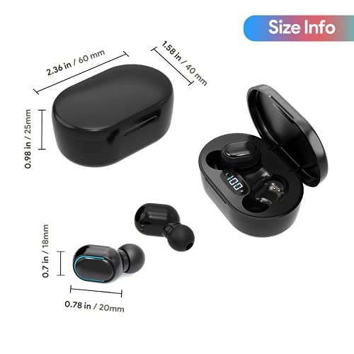MIUMIUPOP Wireless Bluetooth Earbuds, Mini Size with LED Display? Immersive Bass Stereo Noise Cancelling Headphones, Headset for Sports, Home, Work Black (Black)