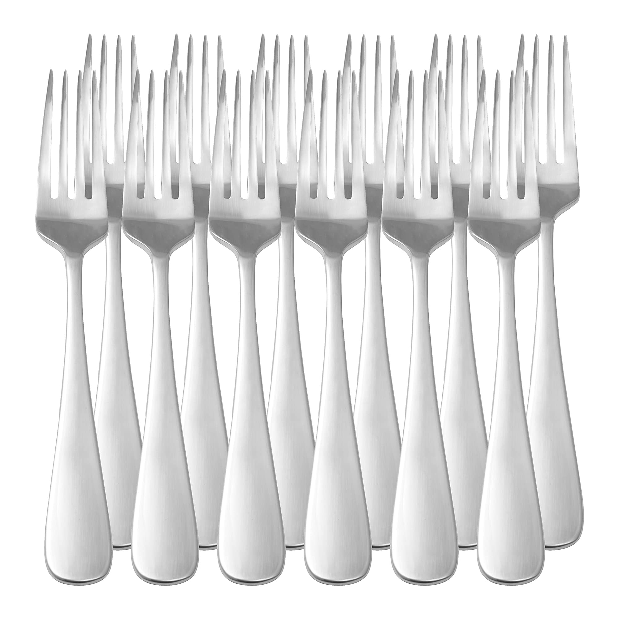 Amazon Basics Stainless Steel Dinner Forks with Round Edge, Pack of 12
