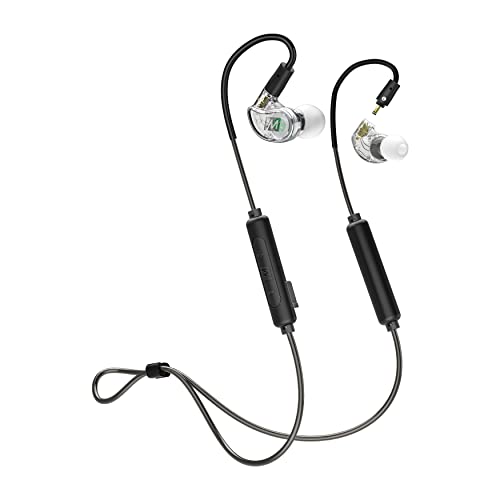 MEE audio M6 PRO Musicians' in-Ear Monitors Wired + Wireless Combo Pack: Includes Stereo Audio Cable and Bluetooth Audio Adapter (Clear) (CMB-M6PROBT-CL)