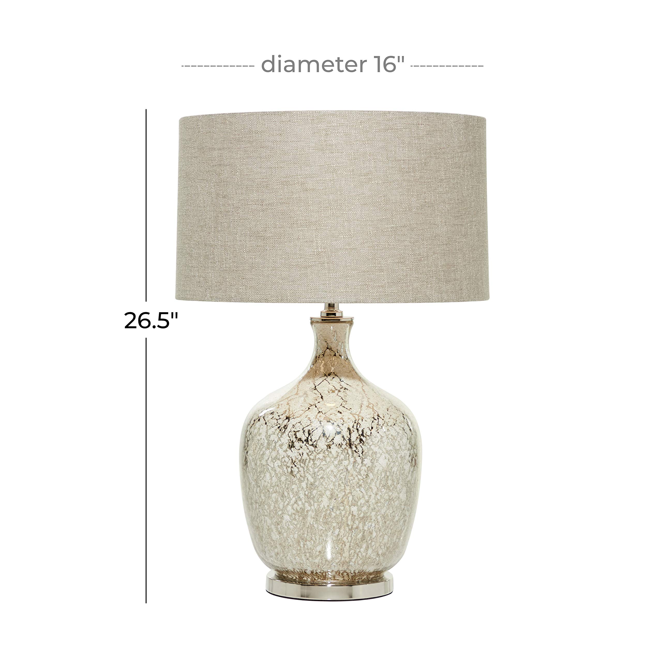 Deco 79 Glass Room Table Lamp Accent Lamp with Faux Mercury Glass Finish, Lamp 16" x 16" x 27", Silver