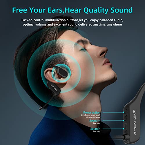 OUFUNI Bone Conduction Headphones,Open Ear Headphones Wireless Bluetooth,Waterproof & Sweatproof Sport Headphones,Bone Conduction Earbuds with Mic,Headphones for Running Cycling Climbing Driving