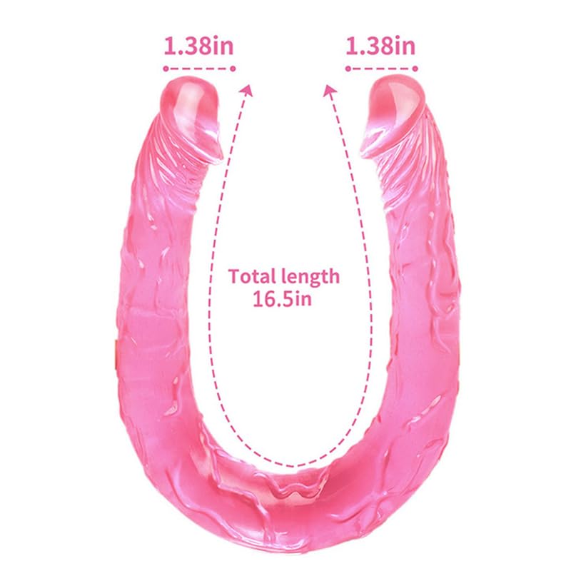 Double Headed Offer Leisure Pink 18.11 inches Both Ends Silicone Strong Suction Cup for Hands-Free Realistic Classic Double-Ended Wand Obtain Maximum Enjoyment for Women - XjmFx26-18