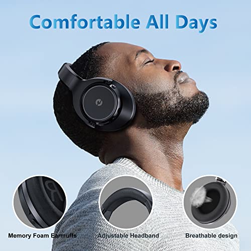 Emuael Bluetooth Headphones Wireless,70H Playtime and 3 EQ Music Modes Over Ear Headphones with Microphone,Foldable Lightweight Headset with Hi-Fi Stereo,Deep Bass for Work Out,Cellphone,PC,TV.