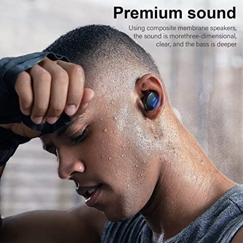 CALCINI True Wireless Earbuds Bluetooth 5.3 with Microphone, TWS Ear-buds IPX8 Waterproof Earphones with Charging Case, Cordless In-Ear Headphones with Mic Headset for Running, Sport, Workout, Android