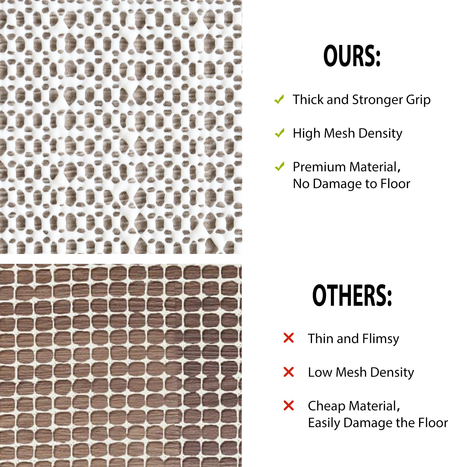 Coyacool Non Slip Rug Pads for Hardwood Floors, 8x10 Rug Pad Gripper for Area Rugs, Under Carpet Anti Skid Mat, White, Keep Your Rugs Safe and in Place