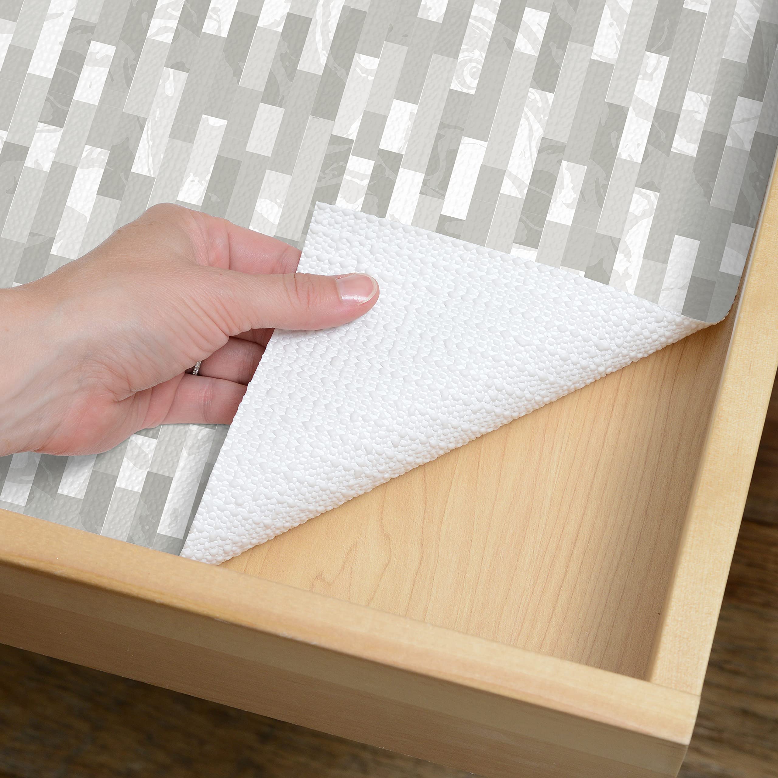 Con-Tact Brand Grip Prints Non-Adhesive Non-Slip Counter Top, Drawer/Shelf Liner, 18" x 4', Modern Marble Greystone