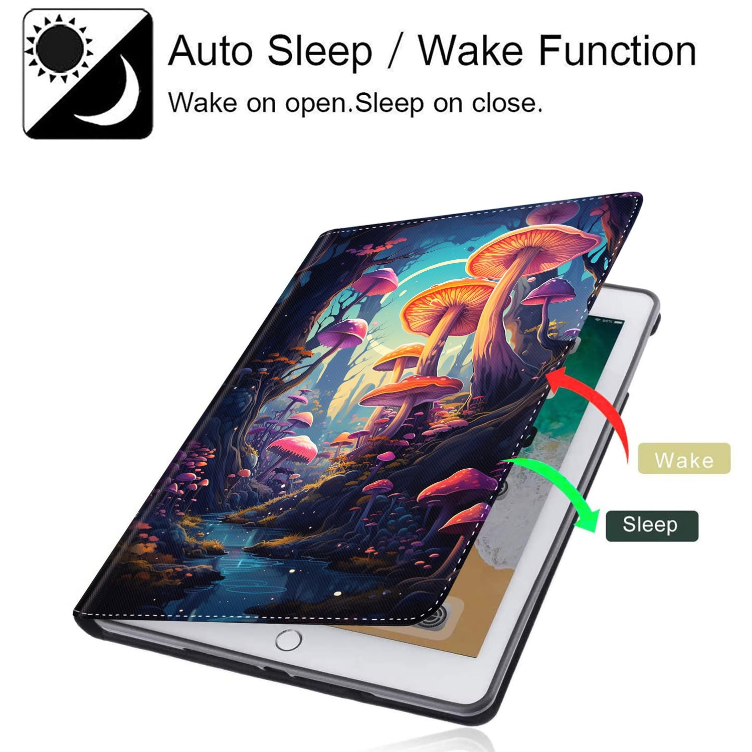 Case for Samsung Galaxy Tab S8 2022/Tab S7 2020 11 Inch (Model SM-X700/X706/T870/T875/T878), Smart Stand Back Cover Auto Wake/Sleep for Galaxy Tab S8 / S7,Colorful Mushrooms