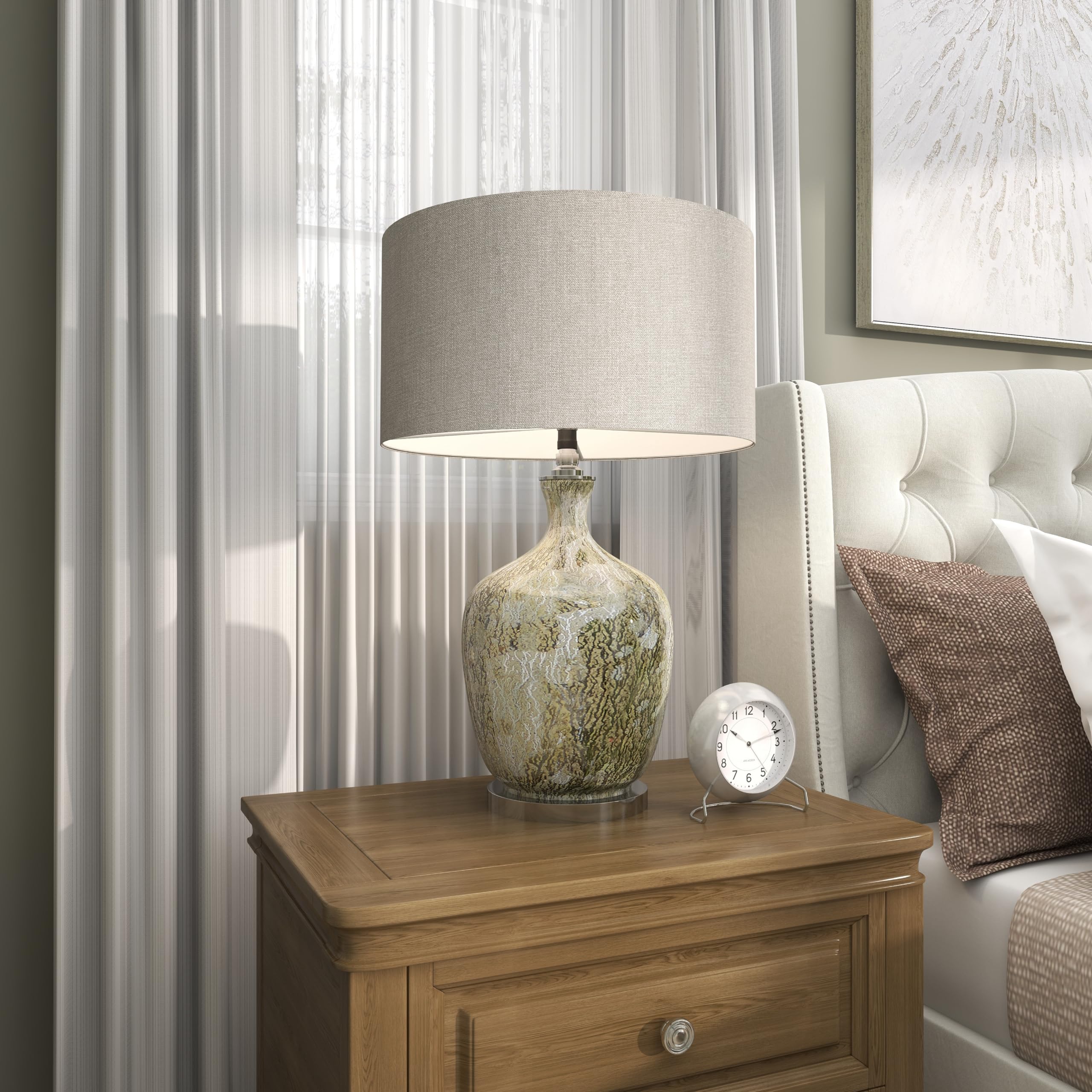 Deco 79 Glass Room Table Lamp Accent Lamp with Faux Mercury Glass Finish, Lamp 16" x 16" x 27", Silver