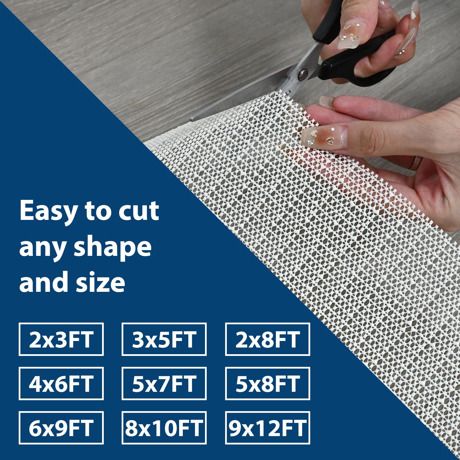 Coyacool Non Slip Rug Pads for Hardwood Floors, 8x10 Rug Pad Gripper for Area Rugs, Under Carpet Anti Skid Mat, White, Keep Your Rugs Safe and in Place