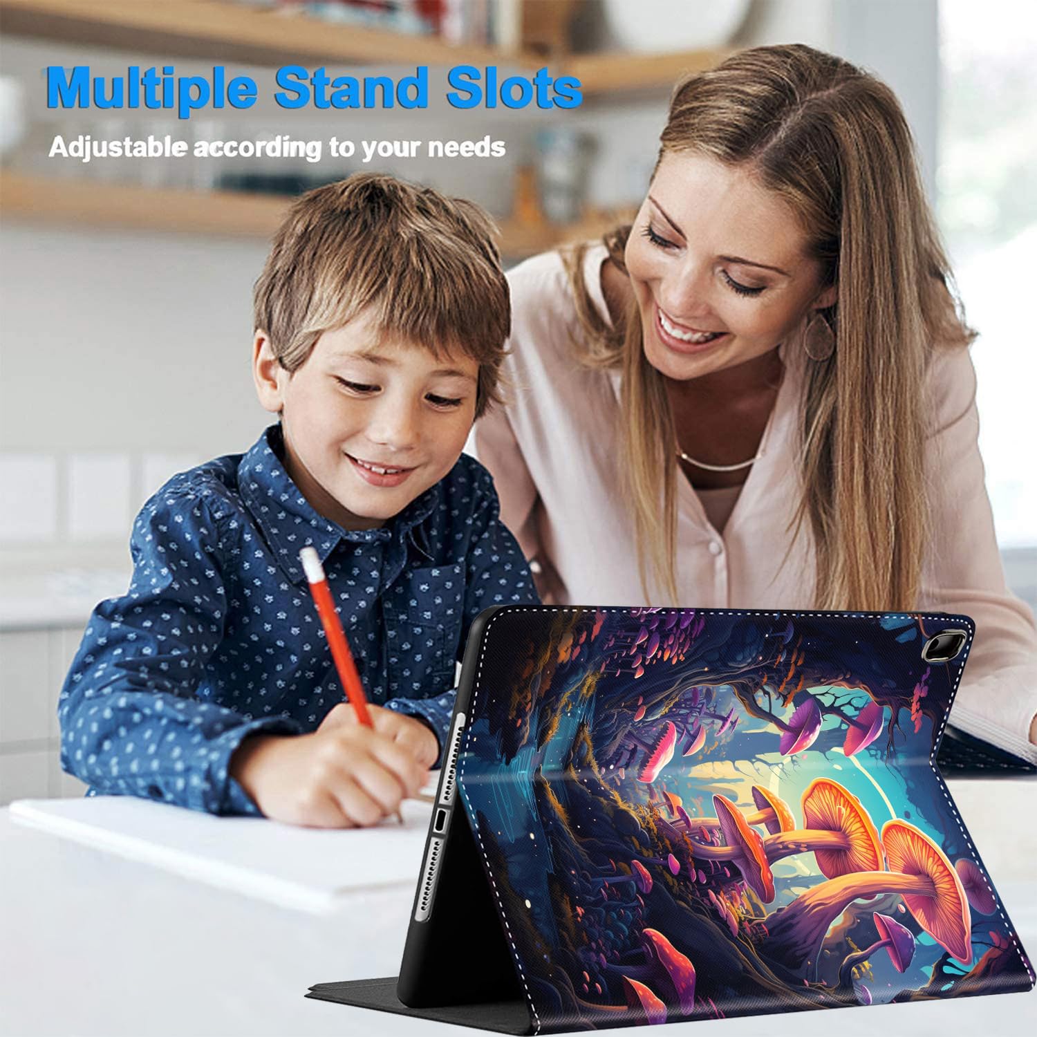 Case for Samsung Galaxy Tab S8 2022/Tab S7 2020 11 Inch (Model SM-X700/X706/T870/T875/T878), Smart Stand Back Cover Auto Wake/Sleep for Galaxy Tab S8 / S7,Colorful Mushrooms