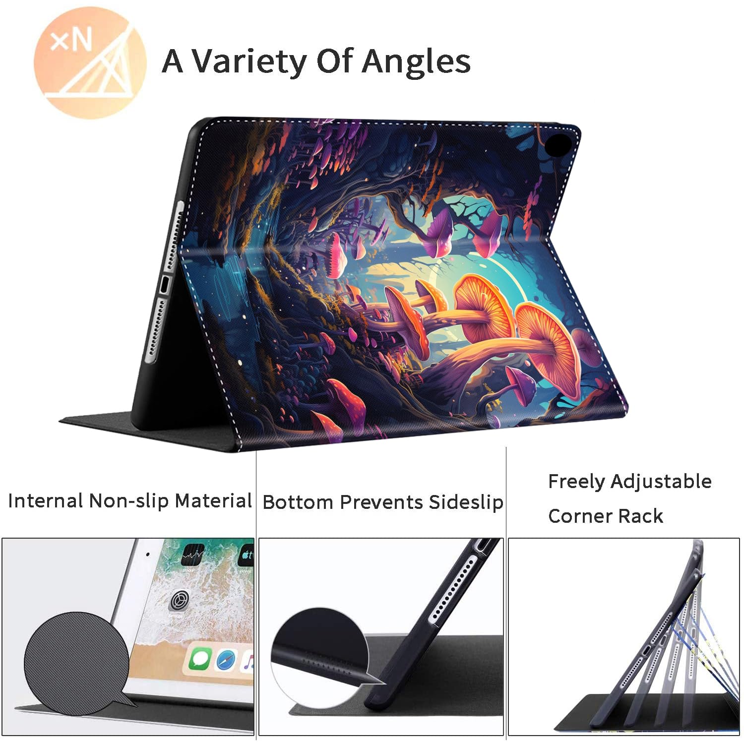 Case for Samsung Galaxy Tab S8 2022/Tab S7 2020 11 Inch (Model SM-X700/X706/T870/T875/T878), Smart Stand Back Cover Auto Wake/Sleep for Galaxy Tab S8 / S7,Colorful Mushrooms