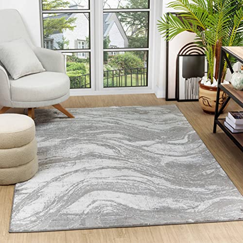 GLORY RUGS Abstract Area Rug Modern Contemporary Faded Soft for Living Room Dining Room Bedroom Home and Office (108Gray, 8x10)