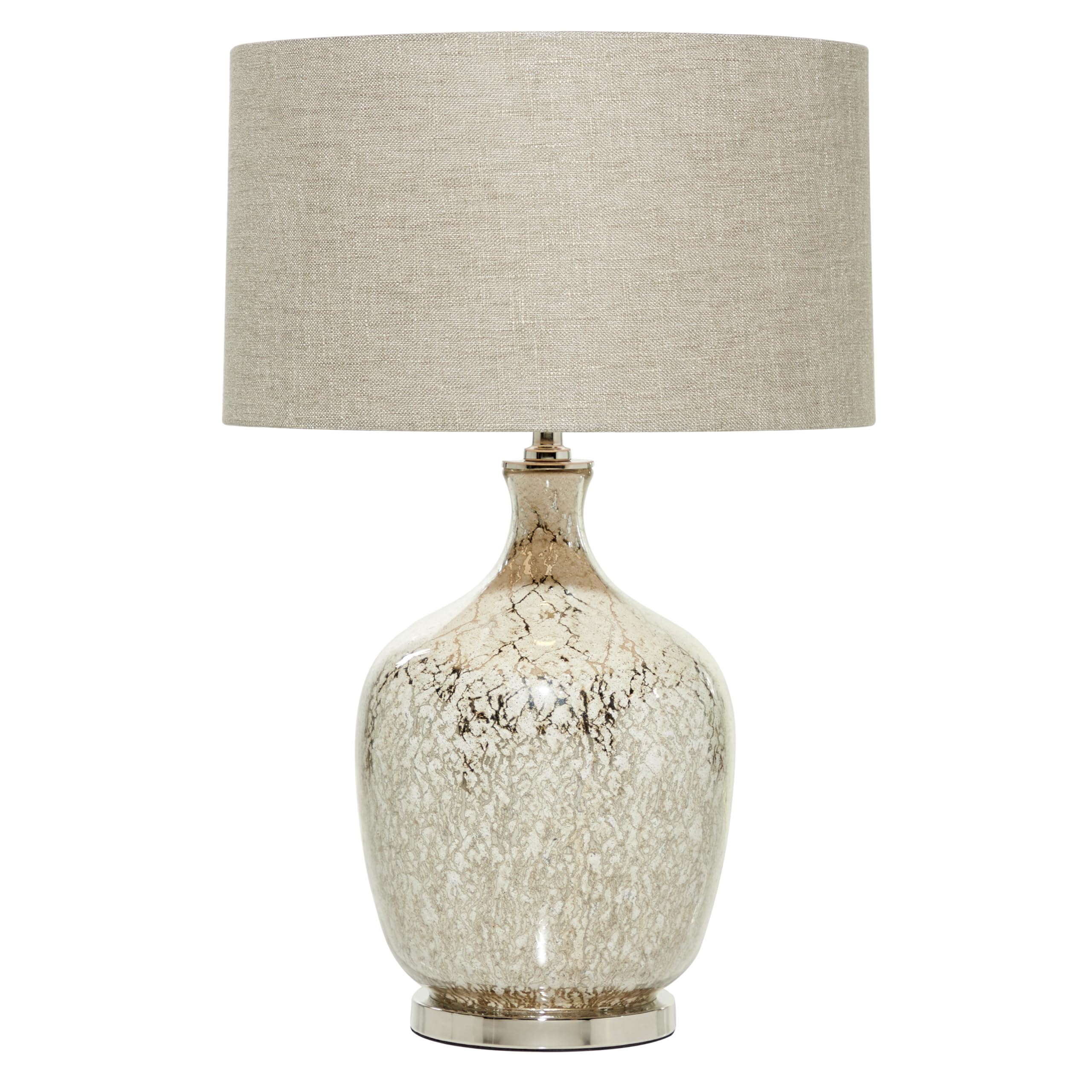 Deco 79 Glass Room Table Lamp Accent Lamp with Faux Mercury Glass Finish, Lamp 16" x 16" x 27", Silver