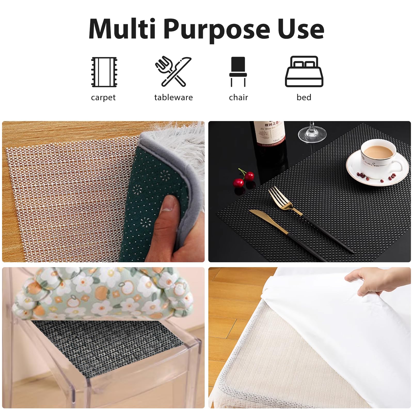 Coyacool Non Slip Rug Pads for Hardwood Floors, 8x10 Rug Pad Gripper for Area Rugs, Under Carpet Anti Skid Mat, White, Keep Your Rugs Safe and in Place
