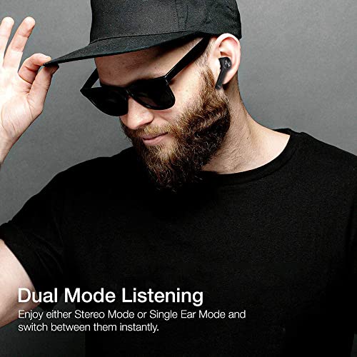 TETHYS True Wireless Earbuds - Bluetooth 5.0 in-Ear Headphone Compatible with iPhone & Android Phone, Built-in Microphone/Pro Bass/Charging Case Included, Buds IPX5 Sweatproof for Sport - Black