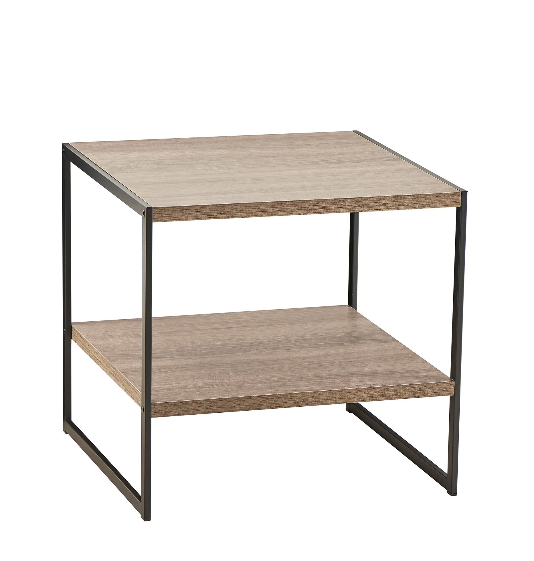 ClosetMaid 1314 2-Tier Square Wood Side Table with Storage Shelf, Gray