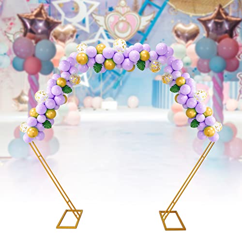 MANULOOT Metal Heart Balloon Arch Kit, Hexagon Arch Backdrop, Gold Metal Arch Backdrop Stand, Flower Stand Frame Wedding Props, Upgrade Backdrop Stand for Party Decor| US Stock (Hexagon A)