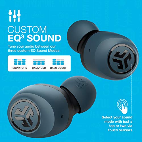 JLab Go Air True Wireless Bluetooth Earbuds + Charging Case | Dual Connect | IP44 Sweat Resistance | Bluetooth 5.0 Connection | 3 EQ Sound Settings Signature, Balanced, Bass Boost… (Blue)