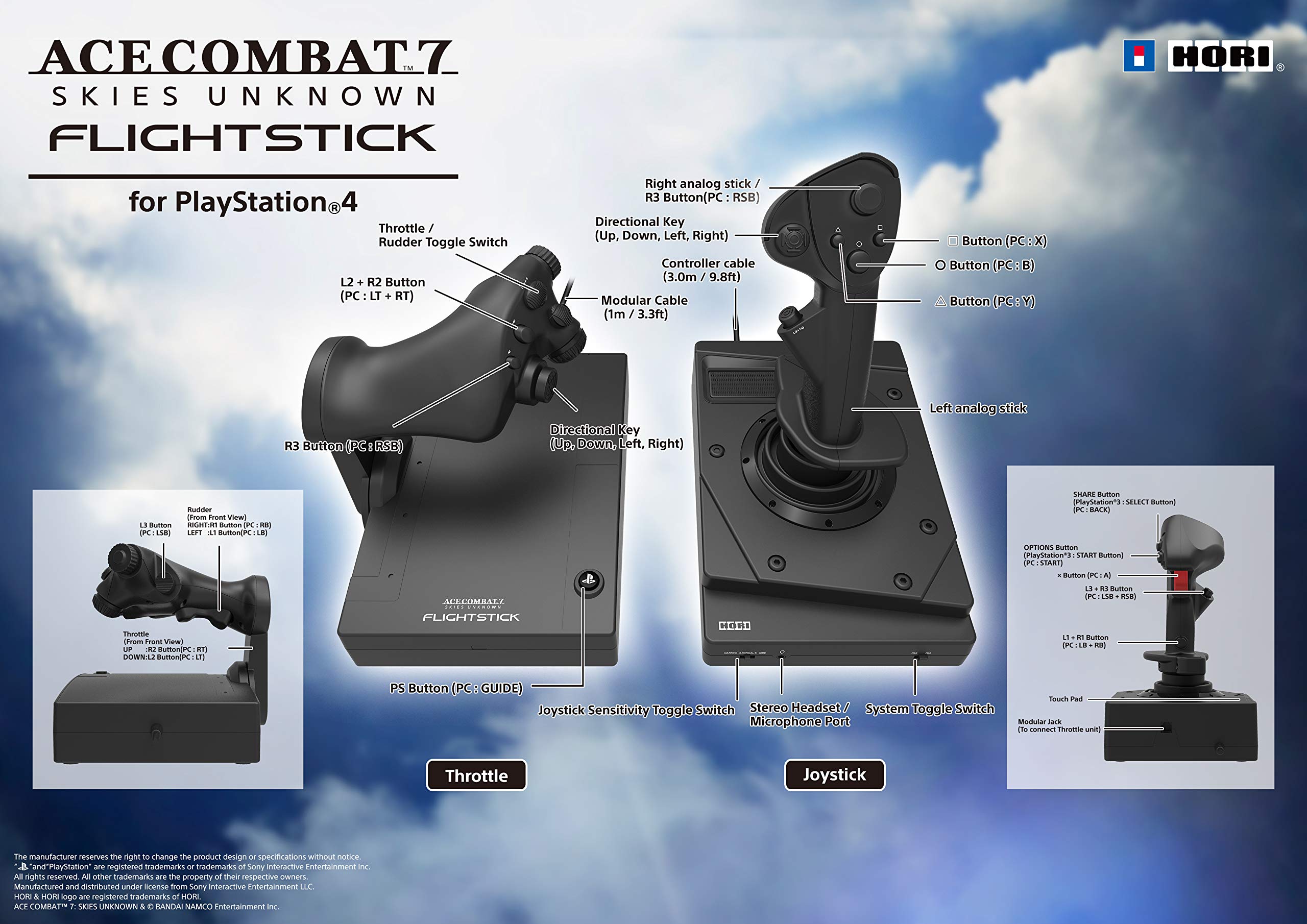 HORI Ace Combat 7 Hotas Flight Stick for PlayStation 4 - Officially Licensed By SIEA & Bandai Namco Entertainment