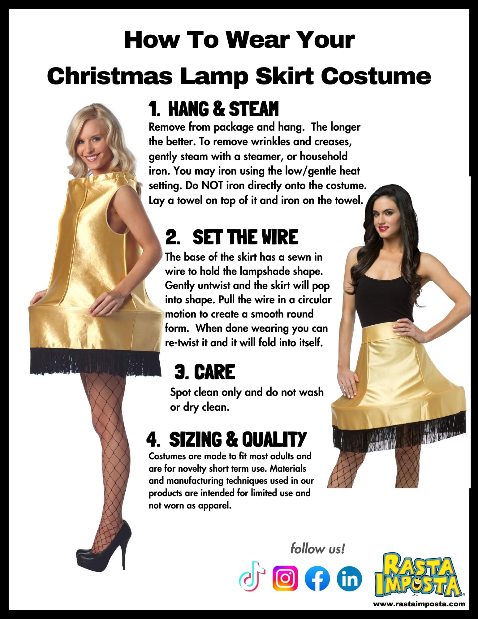 Rasta Imposta Christmas Lamp Skirt, Available in Women Size 4-10 or Size 14-16 (US, Numeric, 14, 16, Plus, Regular, Gold & Black 14-16)