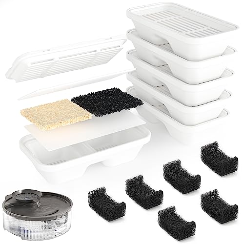 Dog Water Fountain Filters 6 Pack Replacement & Pre-Filter Sponges
