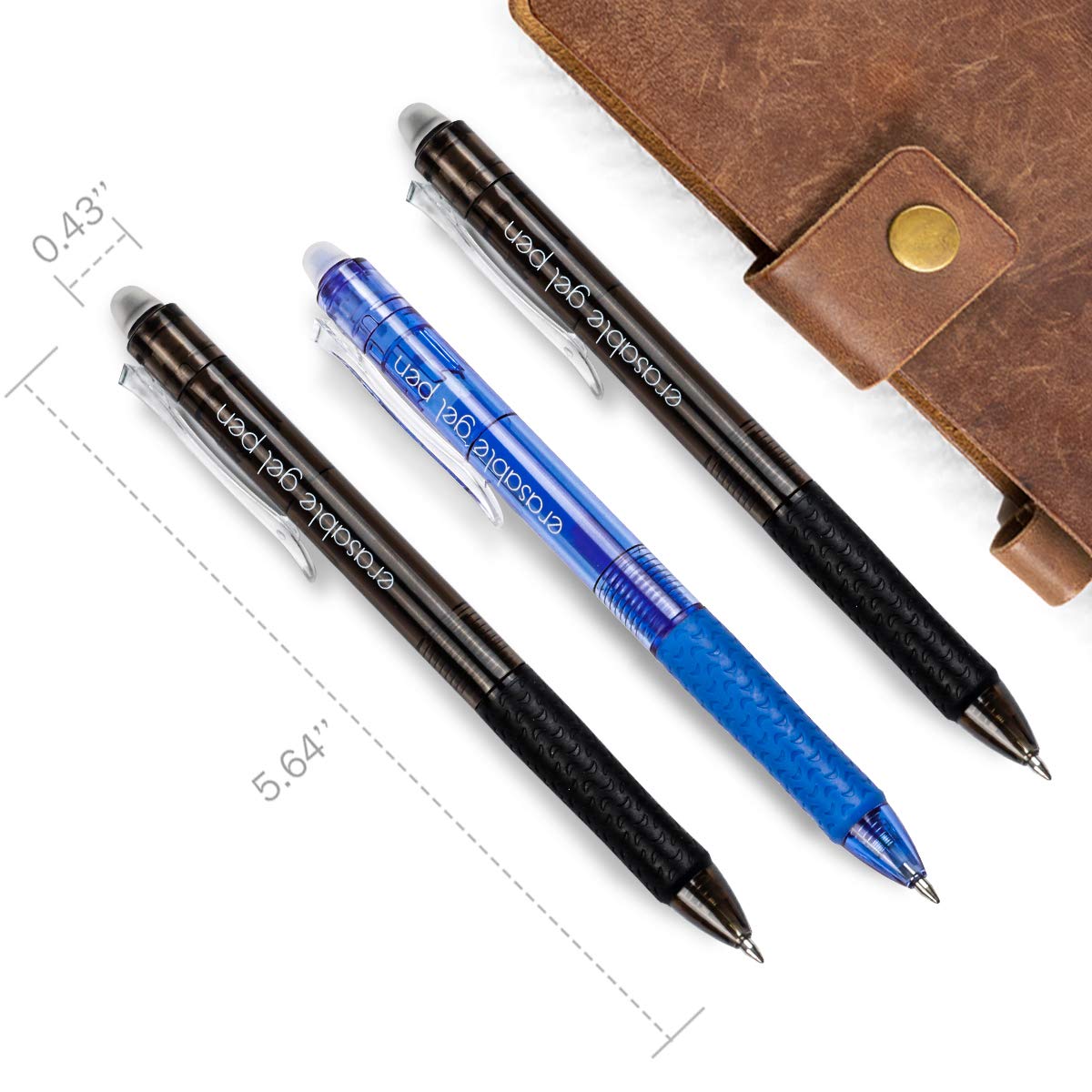 Vanstek 18 Pack Retractable Erasable Gel Pens Clicker, 9 Black & 9 Blue, Fine Point(0.7), Make Mistakes Disappear, Premium Comfort Grip Black & Blue Ink for Writting, Note Taking and Crossword Puzzles