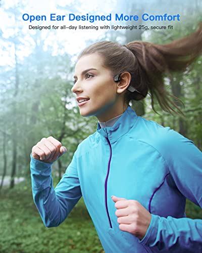 Bone Conduction Headphones,Bluetooth Wireless Open Ear Sport Headphone with Mic,Waterproof Sweatproof Conducting Headset Induction Earphones for Running,Cycling,Walking,Workout,Gym,Work(Black)