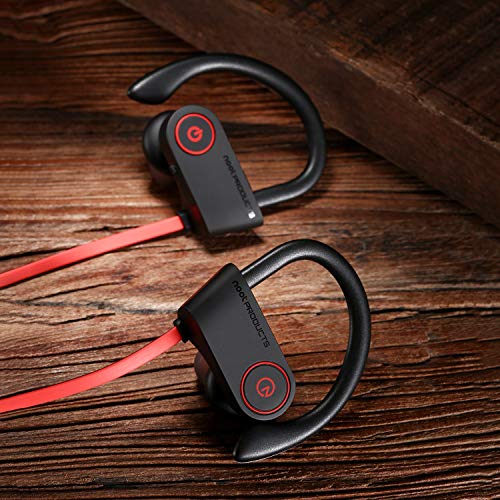 noot products NP11 Wireless Earphones Bluetooth in-Ear Headphones with Ear Hook/Mic, Volume & Remote Control IPX7 Sweatproof Earbuds for Sports, Workout, Running, Exercise, Gym (Black)
