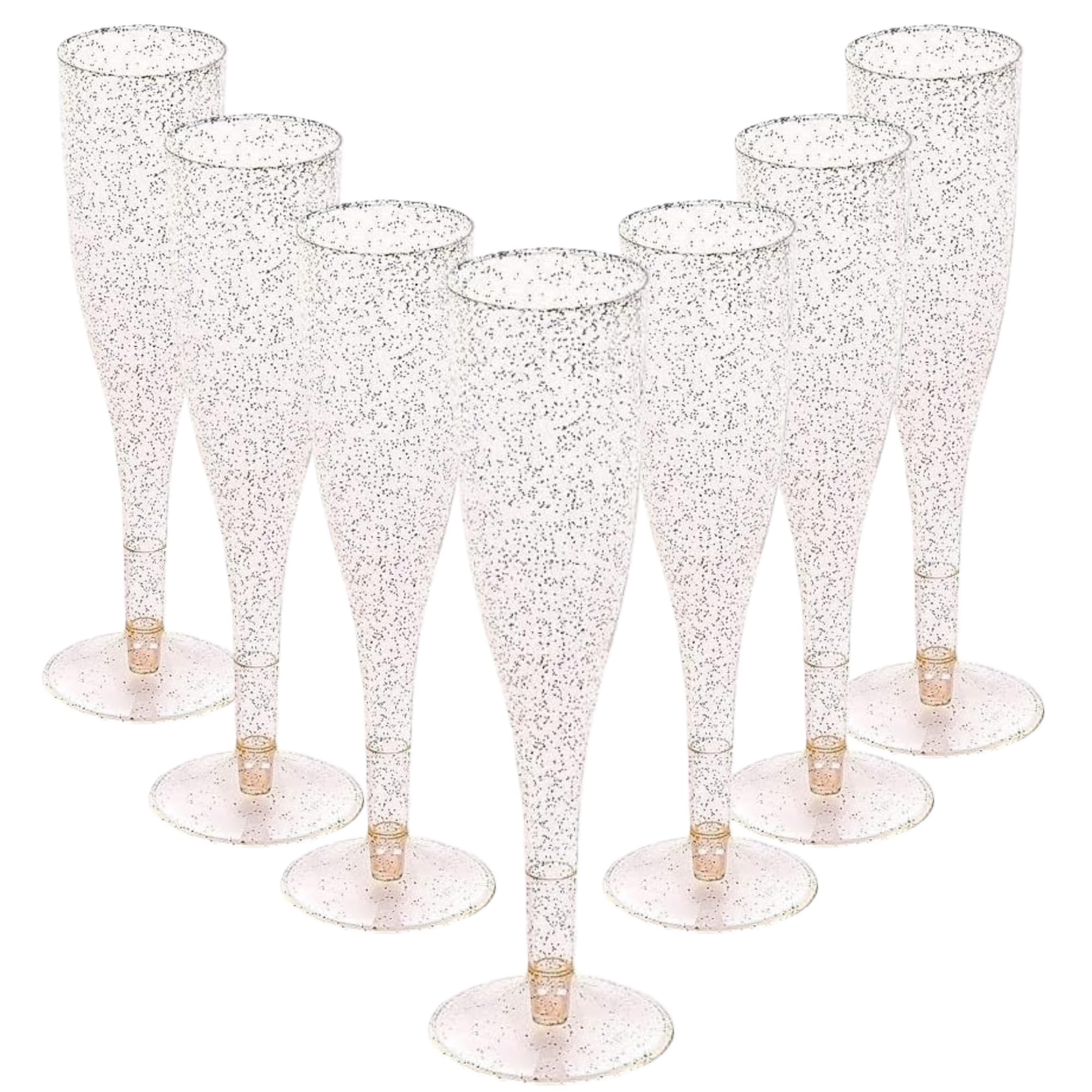Oojami Gold Glitter Plastic Classicware Glass Like Champagne Wedding Parties Toasting Flutes (1 Box = Quantity 30)
