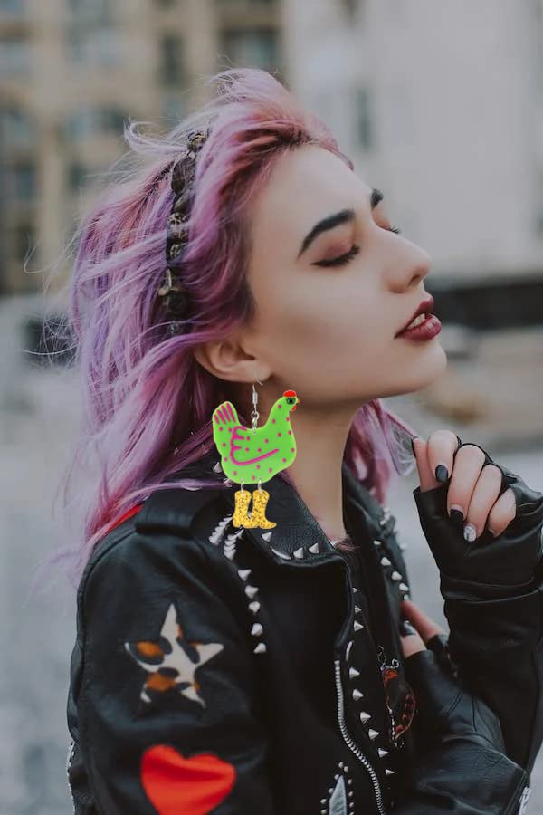 Acrylic Boot Chicken Earrings,Colorful Funny Boots Chicken Dangle Drop Earrings,Cock Dangle Hen Chicken Earrings For Women Farm Design Jewerly Gift (yellow)