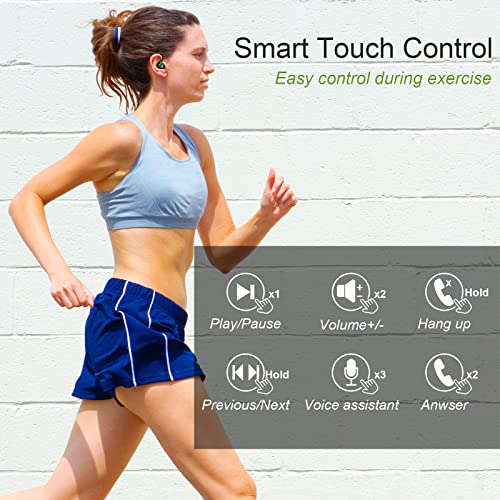 Wireless Earbud, True Bluetooth Headphones 50H Playtime, Deep Bass Bluetooth Earbud with Mic, Noise Cancelling Earphones with Earhooks, IP7 Waterproof in Ear Bluetooth Earphones for Sports/Gym, Black