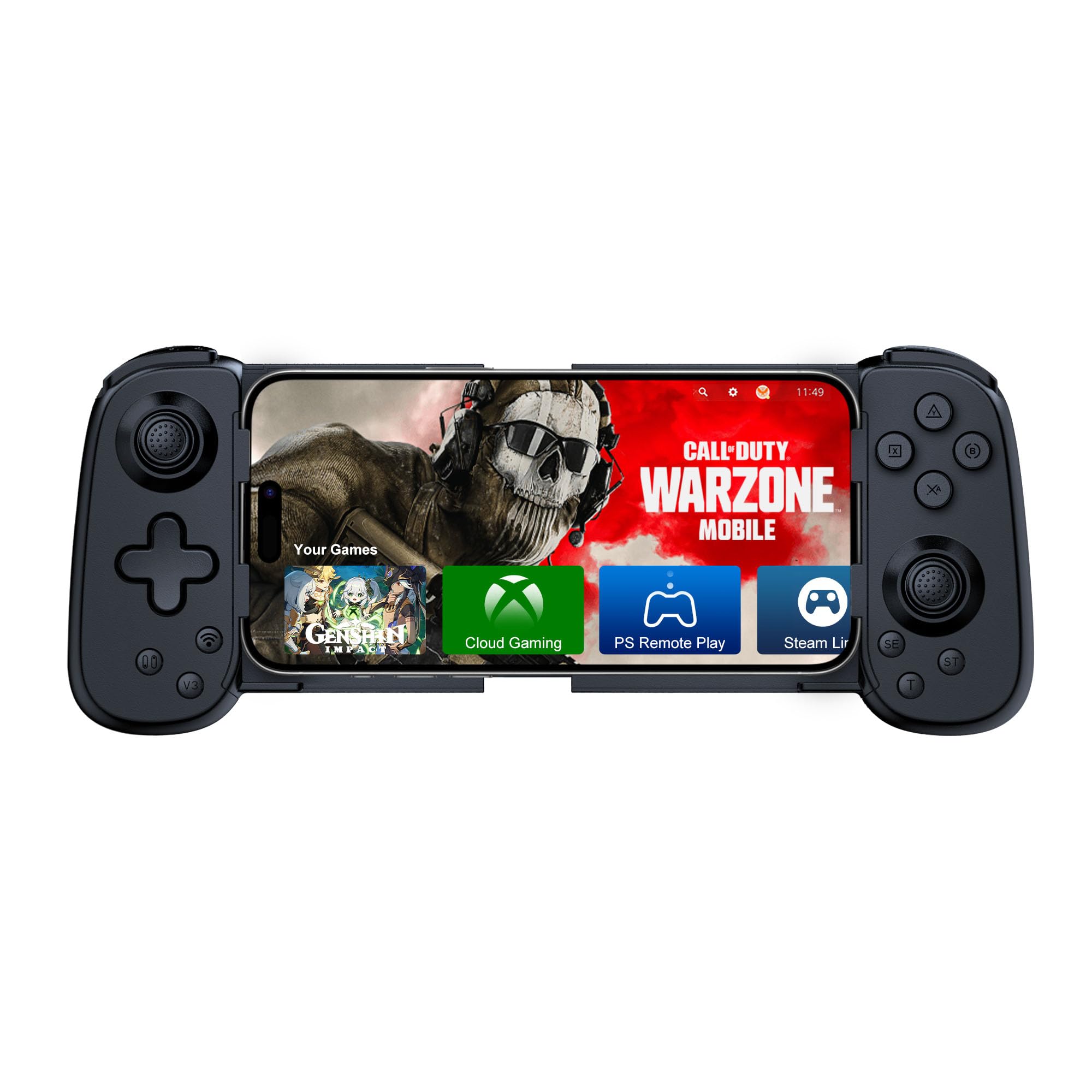 Joso Phone Controller for iPhone/Android/PC, D6 Wireless Game Controller for Switch/PS3/PS4 with Hall Joystick/Turbo/6-Axis Gyro/Dual Motor, iOS Android Controller Support Cloud Gaming/Remote Play
