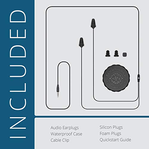 Plugfones Guardian in-Ear Earplug Earbud Hybrid - Noise Reduction in-Ear Headphones (Black)